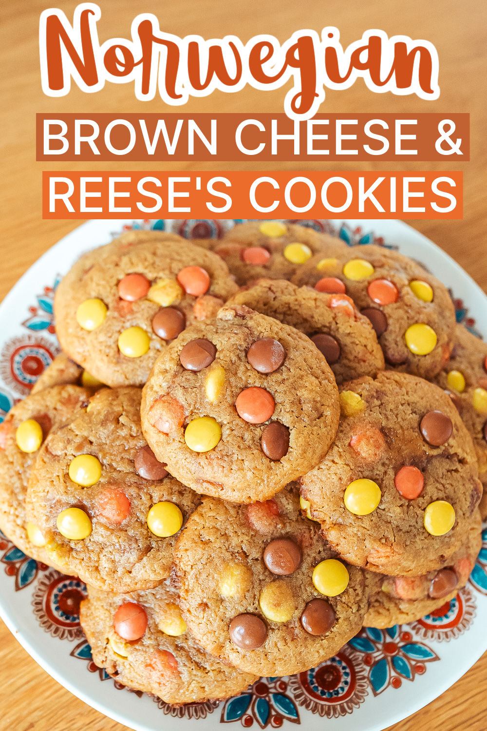 Norwegian Brown Cheese Cookies with Reese's Pieces - Scandinavian Cookbook